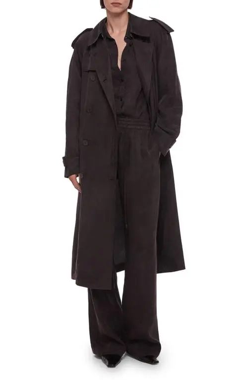 Helmut Lang Fluid Microsuede Trench Coat - Truffle