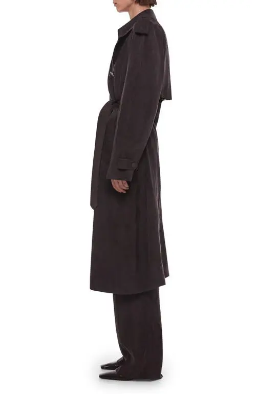 Helmut Lang Fluid Microsuede Trench Coat - Truffle