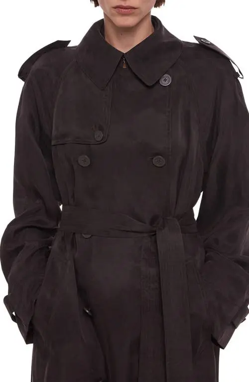 Helmut Lang Fluid Microsuede Trench Coat - Truffle