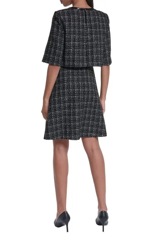 Karl Lagerfeld Paris Sequin Plaid Tweed Dress