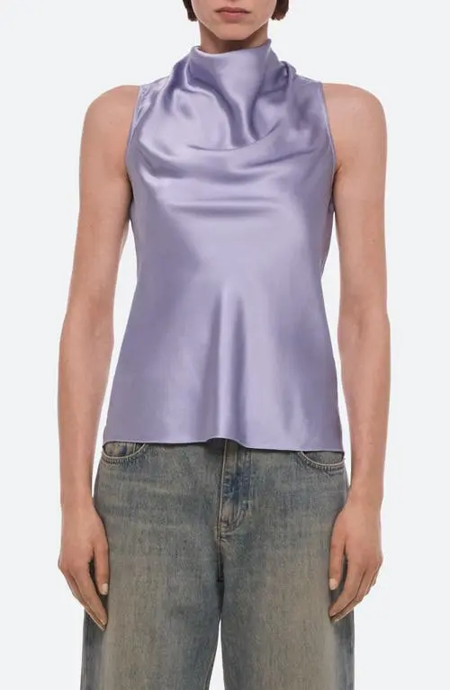 Helmut Lang Silk Satin Draped Tank - Aleutian