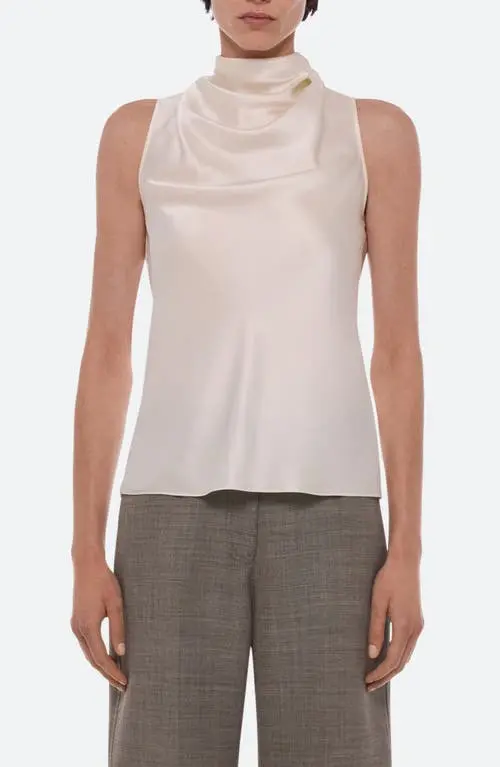 Helmut Lang Silk Satin Draped Tank - Ivory