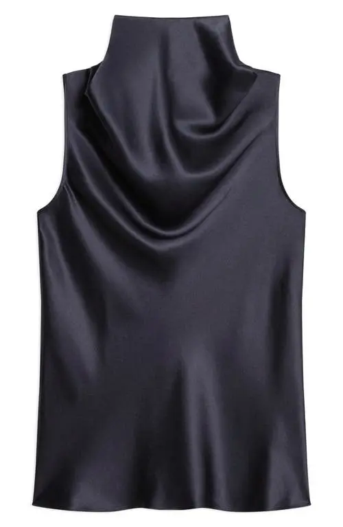 Helmut Lang Silk Satin Draped Tank - Navy