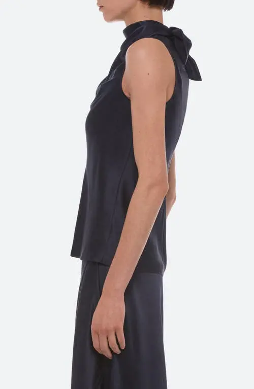Helmut Lang Silk Satin Draped Tank - Navy