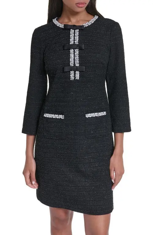Karl Lagerfeld Paris Embellished Tweed Mini Dress