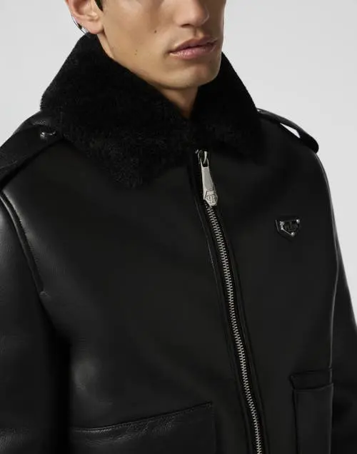 Philipp Plein Eco Shearling Aviator Jacket
