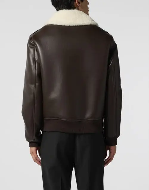 Philipp Plein Eco Shearling Aviator Jacket - Brown