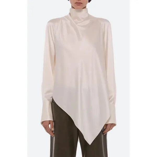Helmut Lang Silk Cowl Neck Top - Ivory
