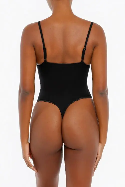 POPILUSH Shapewear Modal Sculpting Henley Bodysuit - Jet