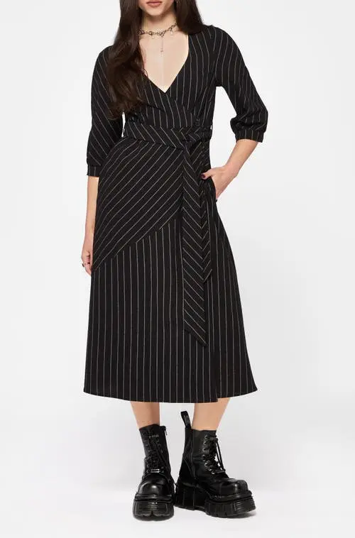 DISTURBIA Kallista Midi Wrap Dress - Black