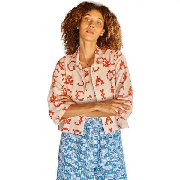 Ace & Jig Highway Cropped Collared Button-up Jacket - Monogram