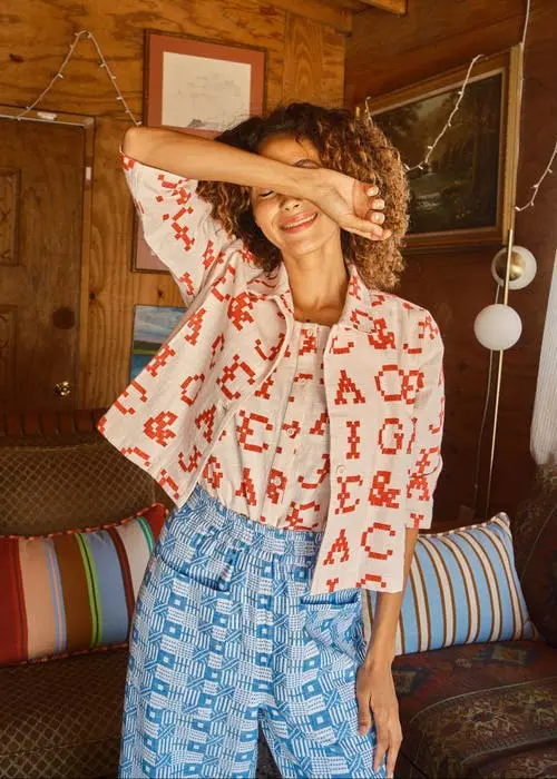 Ace & Jig Highway Cropped Collared Button-up Jacket - Monogram