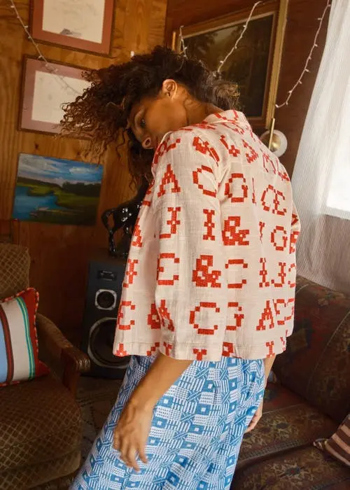 Ace & Jig Highway Cropped Collared Button-up Jacket - Monogram