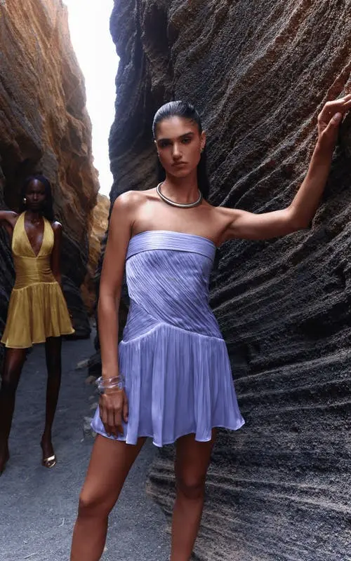 MISS CIRCLE NEW YORK Yalena Crystal Organza Strapless Mini Dress