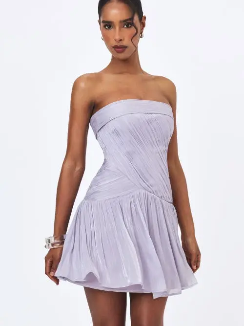MISS CIRCLE NEW YORK Yalena Crystal Organza Strapless Mini Dress