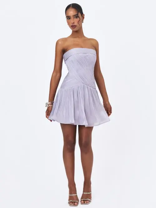 MISS CIRCLE NEW YORK Yalena Crystal Organza Strapless Mini Dress