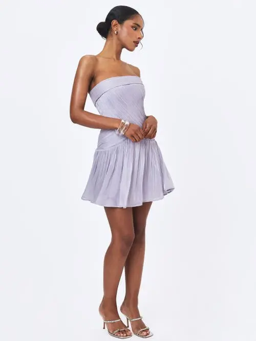 MISS CIRCLE NEW YORK Yalena Crystal Organza Strapless Mini Dress