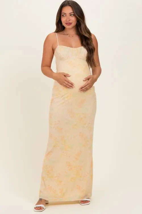 PINKBLUSH Floral Print Cutout Back Maxi Dress