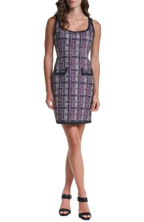 Karl Lagerfeld Paris Tweed Print Sleeveless Ponte Minidress