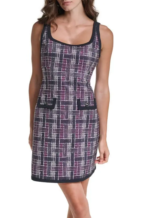 Karl Lagerfeld Paris Tweed Print Sleeveless Ponte Minidress