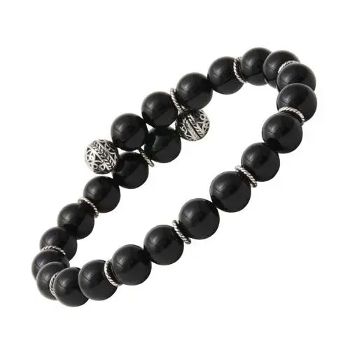 JAN LESLIE Spring Fit Gemstones 8mm Bracelet - Black