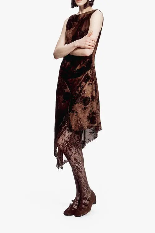 Anna Sui Dahlia Tulle Knit Asymmetrical