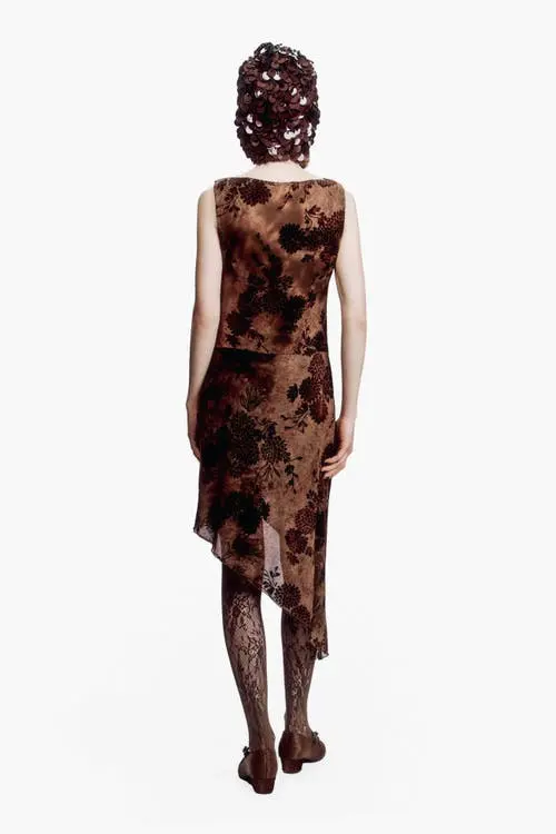Anna Sui Dahlia Tulle Knit Asymmetrical