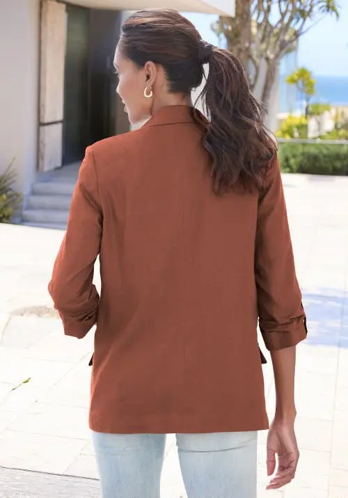 LASCANA Open Front Linen Blazer