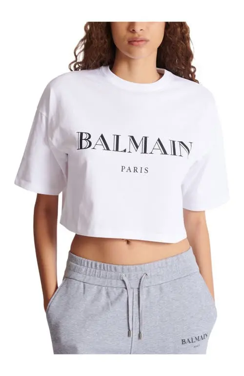 Balmain Boxy Cropped T-shirt With Print