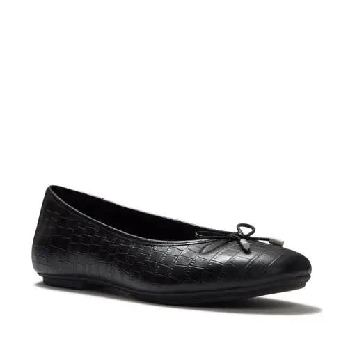 Fitflop Delicato Crocodile Ballerinas Flats - All Black