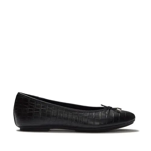 Fitflop Delicato Crocodile Ballerinas Flats - All Black