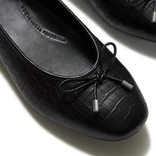 Fitflop Delicato Crocodile Ballerinas Flats - All Black