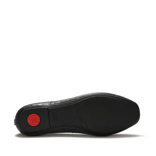 Fitflop Delicato Crocodile Ballerinas Flats - All Black