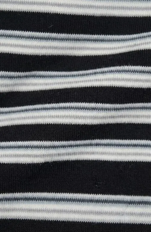 MODENAIRE Off-shoulder Striped Knit Belted Top