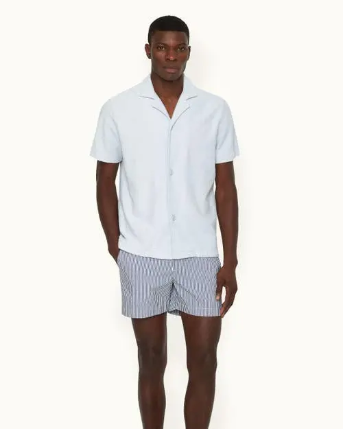 Orlebar Brown Howell Towelling Relaxed-fit Shirt - Light Sky Pool