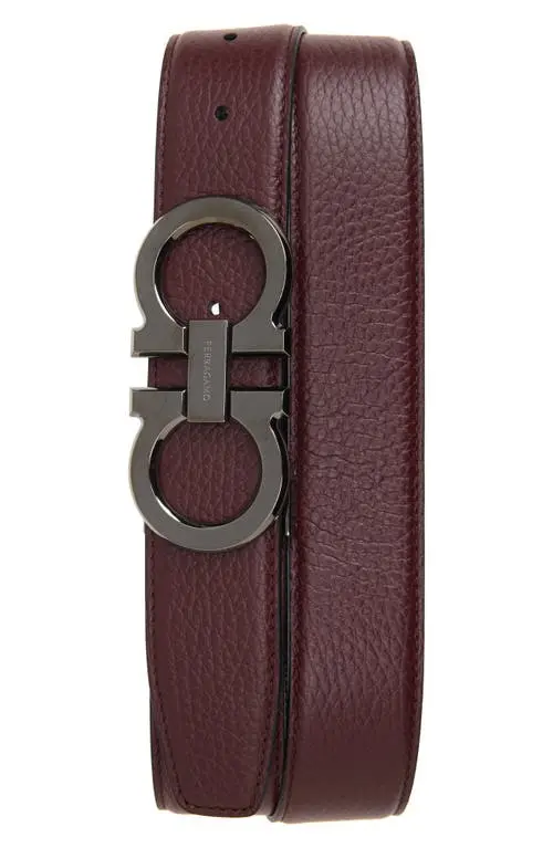 FERRAGAMO Reversible Gancio Belt - Cordovan Nero