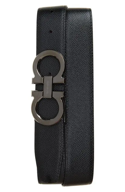 FERRAGAMO Reversible Gancio Belt - Cordovan Nero