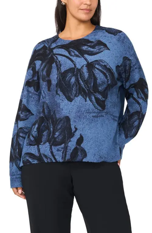 Vince Camuto Floral Sketch Crewneck Sweater
