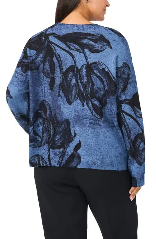 Vince Camuto Floral Sketch Crewneck Sweater