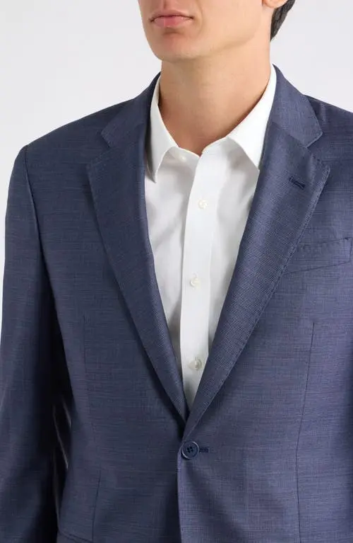 Emporio Armani Solid Blue Melange Virgin Wool Suit - Indigo