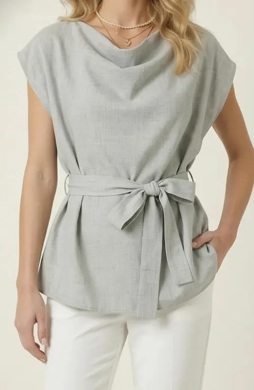 MODENAIRE Draped Neck Top
