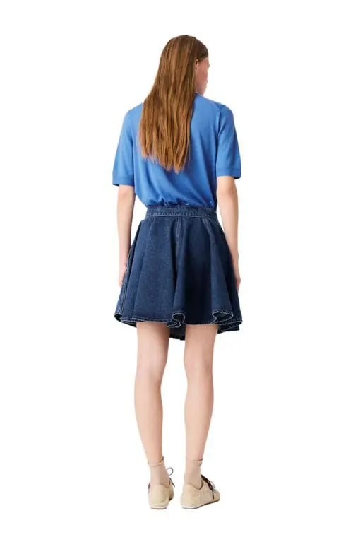 Maje Short Flared Denim Skirt