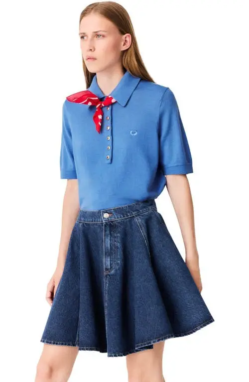 Maje Short Flared Denim Skirt