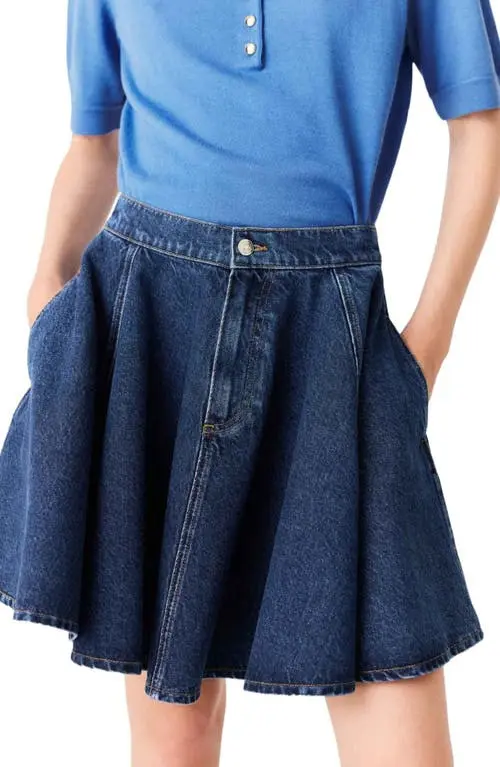 Maje Short Flared Denim Skirt
