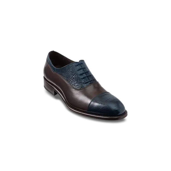 PAUL FREDRICK Cap Toe Oxford - Navy/brown