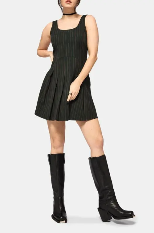 DISTURBIA Kera Pleated Mini Dress - Green