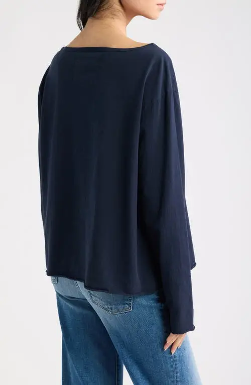 Frank & Eileen Boatneck Long Sleeve Top - Classic Navy