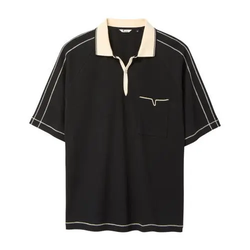 TOMBOLO Raglan Mesh Polo - Black