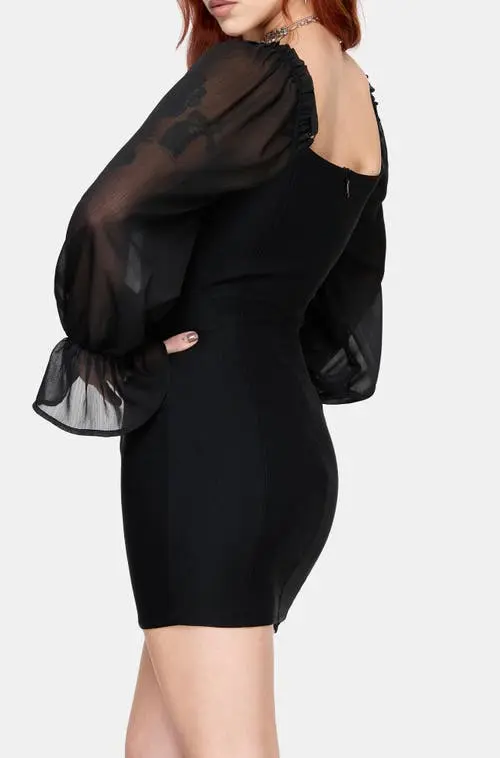 DISTURBIA Lena Corset Mini Dress With Bishop Sleeves