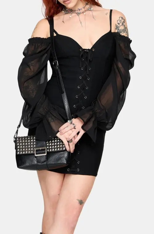 DISTURBIA Lena Corset Mini Dress With Bishop Sleeves